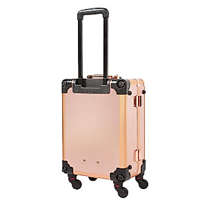 Jula Vance Medium Makeup Train Case with Code Lock, Lighted Mirror, Speaker Travel Cosmetic Organizer Box, Professional Artist Trolley Studio Free Standing Case