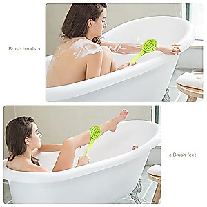 YEEPSYS Bath Brush with Bristles 1 PC Long Handle for Exfoliating Back, Body, and Feet, Bath and Shower Scrubber