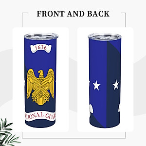 LIICHEES Flag of the National Guard Bureau Stainless Steel Vacuum Insulated Tumbler 20oz Coffee Cups Travel Mug Water Cup with Metal Straw Cleaning Brush