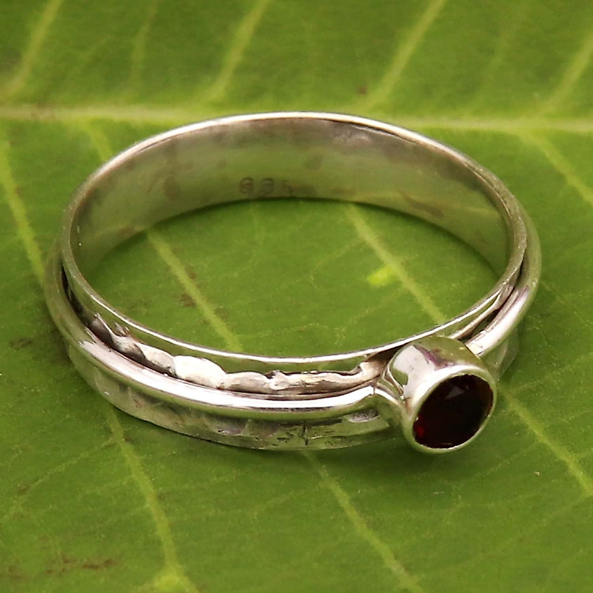 Garnet Silver Spinner Band Ring For Men Women Solid 925 Sterling Silver Spinner Meditation Band Ring Handmade Gift Item Goyal ExportsSRG152 (US-10.5)