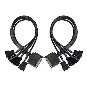 XMSJSIY SATA to 3 Pin 4 Pin Fan Adapter,15pin SATA to 4 x 3 pin / 4 Pin 12V PC Case Fan Splitter Extension Power Cable Adapter-28cm-2pcs