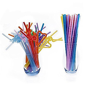 Mr.S Shop Flexible Straws of 100 pieces, Colorful Disposable Extra Long Bendable Plastic Drinking Straws Summer must-haves