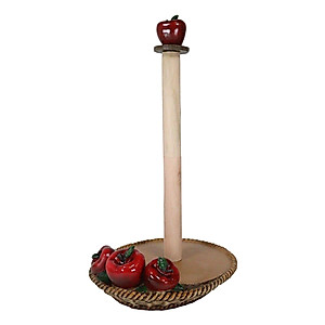Ebros Gift Fresh Wipes Crisp Red Apples Harvest Basket Paper Towel Holder Figurine Dispenser for Rustic Country Kitchen Decor Old Fashioned Table Decorations