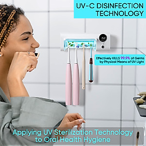 StarWin UV Toothbrush Cleaner, Timer Function, Rechargeable Tooth Brush Holder Wall-Mounted for Bathroom, No Drilling, 4 Slots