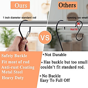 Black S Hooks Hanging Safety Buckle with Large Opening Fit Most of Rod, Heavy Duty S Shaped Closet Hooks Metal Rack Hooks for Hanging Jeans,Clothes,Purse,Plants,Kitchen Pots, Pans- 4 inch, (8 Pack)