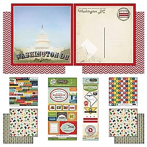 Scrapbook Customs Themed Paper and Stickers Scrapbook Kit, Washington D.C., 12 inch by 12 inch