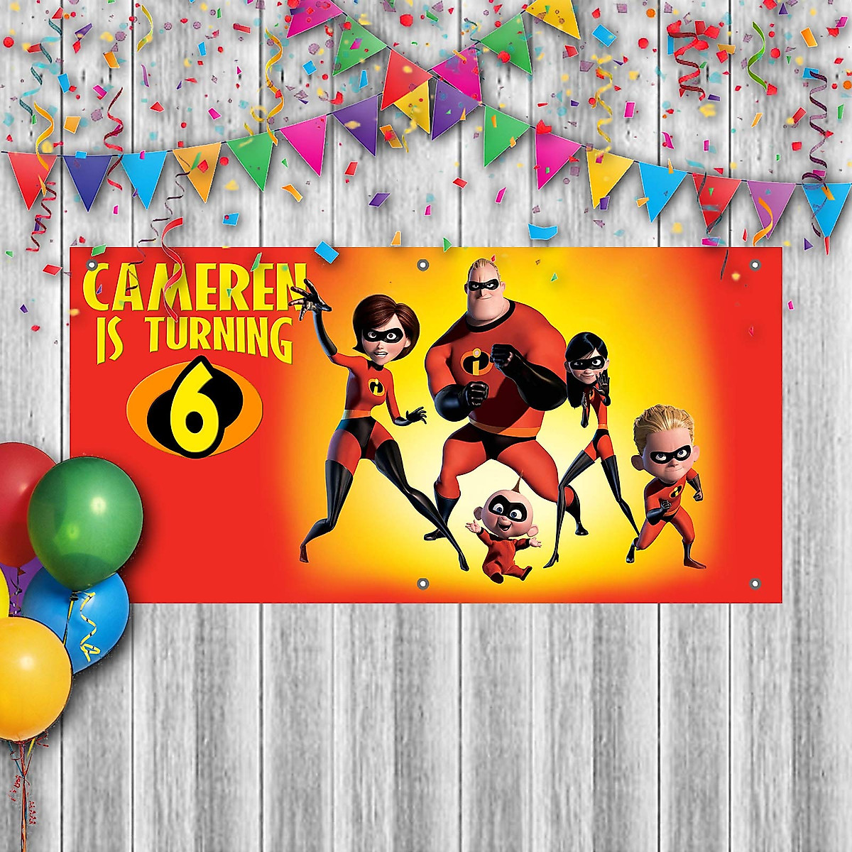 Personalized Birthday Banner for Incredibles Theme Party 24"x 48" or 42"x84"
