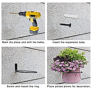 Finderomend Wall Plant Holder 6 inch Flower Pot Holder Bracket Ring Wall Mounted Metal Planter Hooks Hangers Wall Bracket Wall Planter Hook for Balcony Home Garden Yard (8)
