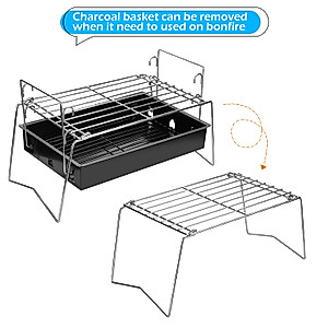 Camping Grill, Grills for Camping Folding & Lightweight Steel Mesh Barbecue Grill Tool, Portable Camping Grill for Outdoor Camping, Cooking, Hiking, Tailgating, Backpacking & Party