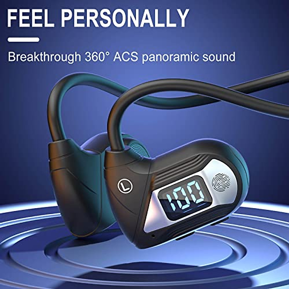 pstuiky Earless Conduction 20 Hours Ultra-Long Endurance Wireless Bluetooth Sports Neck T-ouch and Button Design Waterproof Headset 2023 (Black)