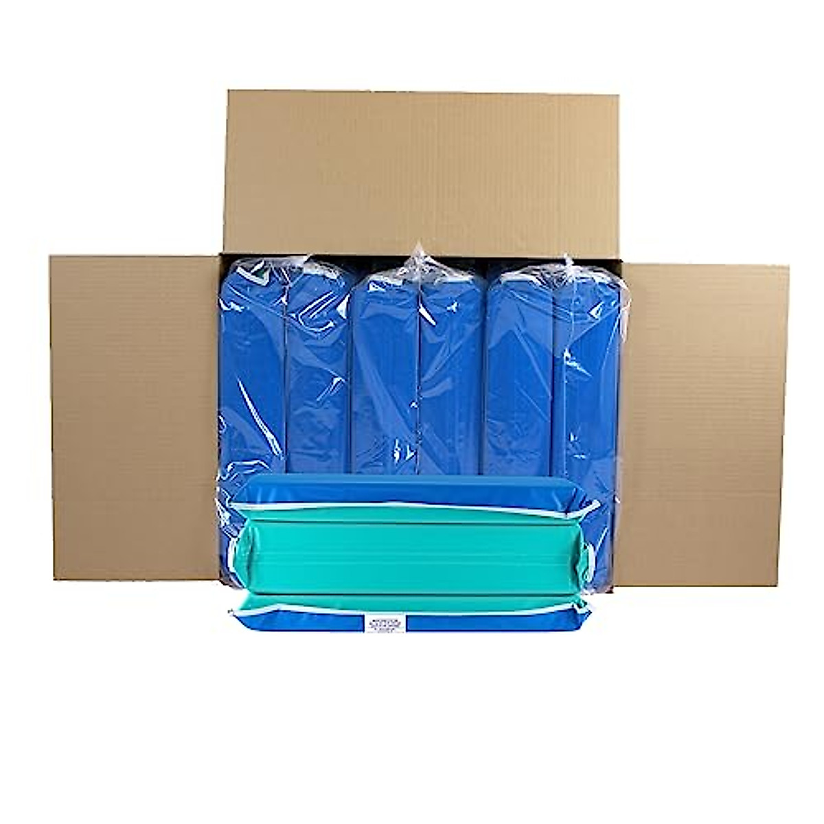 CASE Pack of 6 KinderMat Jr. Daydreamer, 2 inches Thick, 4-Section Rest Mat, 44" x 19" x 2", Blue/Teal, 100% Made in USA (CASE of 6: 500225 2" Jr. Daydreamer with Binding)