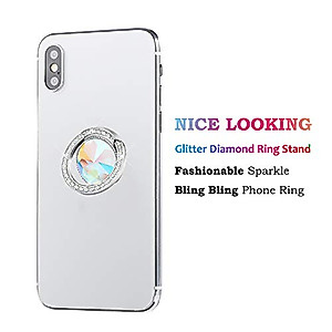 lenoup Glitter Bling Bling Phone Ring Holder,Sparkle Phone Ring Grip Artificial Diamond Stand,Rhinestone Cell Finger Ring for Phones,Pad(Silver)