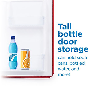 Commercial Cool 1.6 Cu. Ft, Vintage Style, Retro Fridge with 1 Slide-Out Wire Shelf & Bin Storage, Small Refrigerator with Freezer, Red