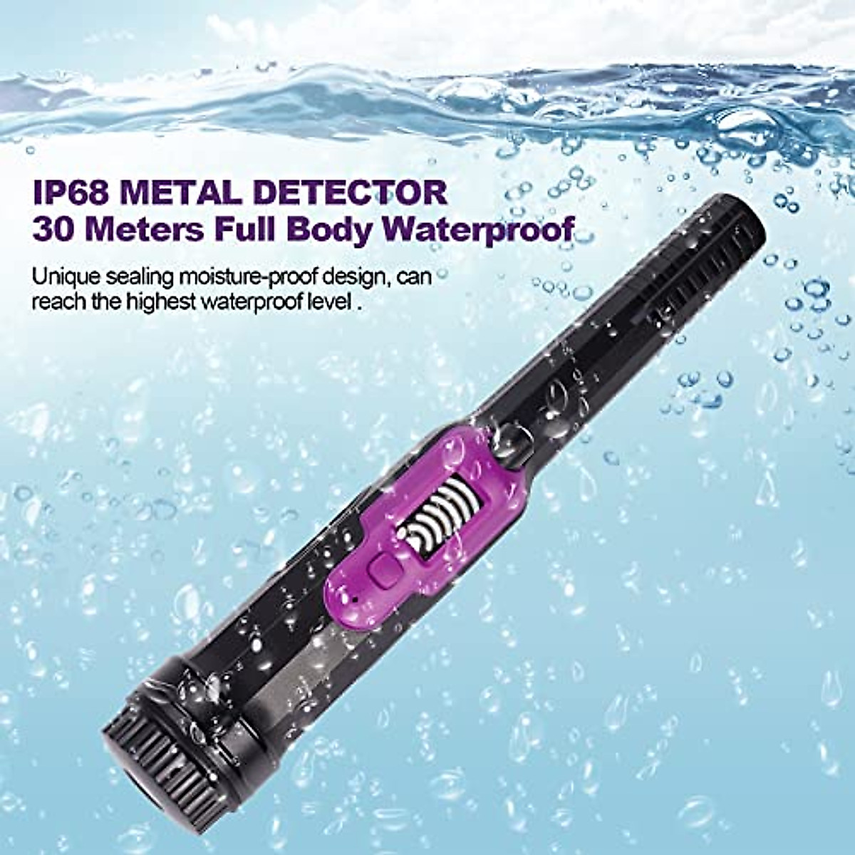 [2022 Newest] Metal Detector, LED Display Metal Detector Pinpointer, Handheld Pin Pointer Metal Detector, IP68 Full-Waterproof Underwater, Treasure Hunting Tool for Kids, Adults (HS-16 Purple)