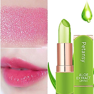 Petansy 3 Packs Aloe Vera Lipstick, Lips Moisturizer Long Lasting Nutritious Lip Balm Magic Temperature Color Change Lip Gloss-Set(A)