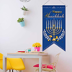 Happy Hanukkah Banner Chanukah Decoration Hanukkah Door Sign Hanukkah Letter Banner Welcome Banner, Hanging Door Sign Gifts for Holiday Party Supplies Jewish Judaism Synagogue Home Office Decor