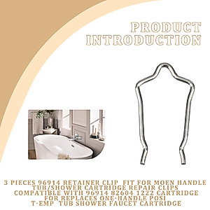 96914 Retaining Clip for Moen and Posi Temp Single Handle Tub and Shower Valves, Replacement for 96914, 82604, 1222 Mixer Cartridges, Shower Mixer Handle Replacement Part,pack of 3