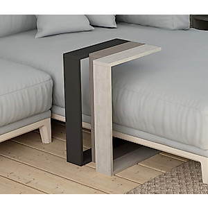 JV Home Muju Collection Modern Side Table | Nightstand Mobile C Table for Sofa Bedside Living Room Bedroom 22 inch Anthracite - Light Mocha - Ancient White