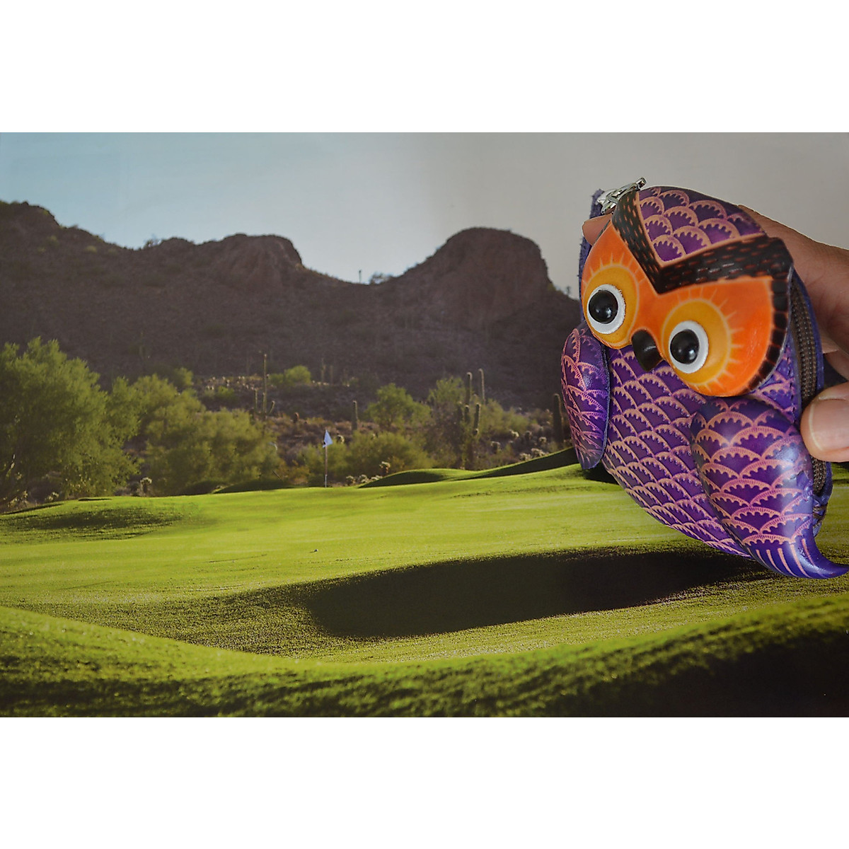 Leather Wristlet Coin/change Purse,Jewelry Holder,lovely Baby Owl shape,Purple (Purple)