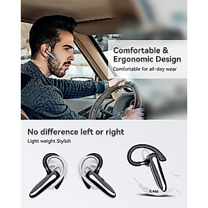 AMTERBEST Bluetooth Headset, Wireless Bluetooth 5.0 Earpiece Hands-Free Earphones with Stereo Mic,8 Hrs Play time, Compatible iPhone Android Cell Phones Driving, Business, Office