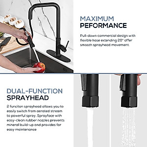 Black Kitchen Faucets Matte Black Kitchen Faucet with Pull Down Sprayer Modern Single Handle Kitchen Sink Faucets for 1 or 3 Hole