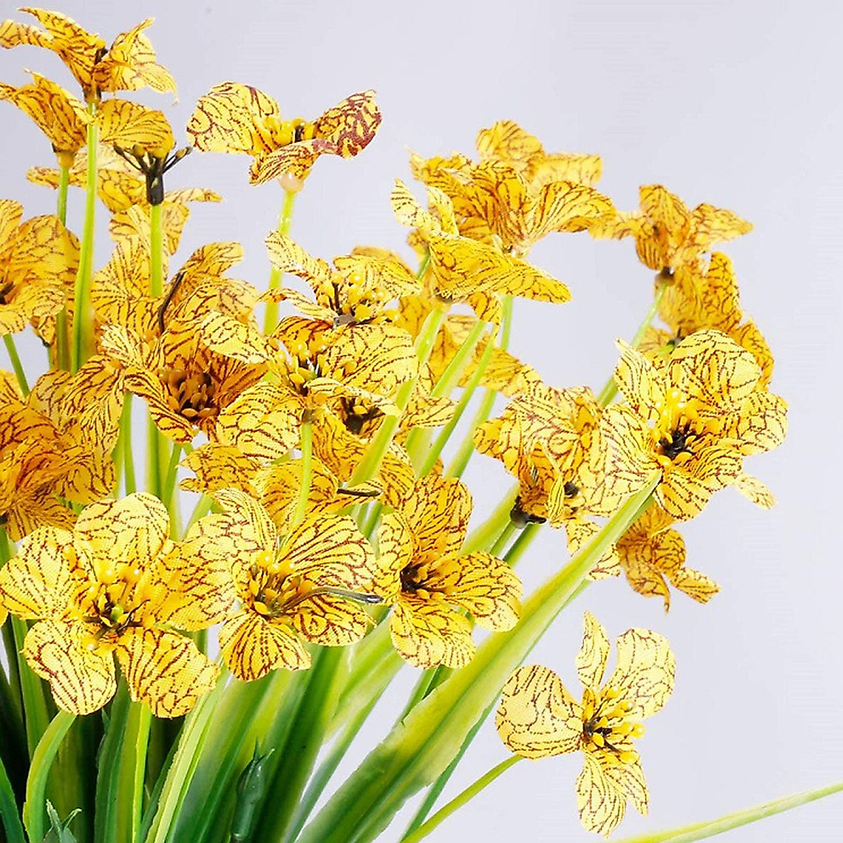 10 Bundles Artificial Flowers Outdoor UV Resistant Plastic Plant Silk Flower, Faux Fake Flower Greenery Shrub Plant Indoor Outdoor Hanging Planter Home Garden Porch Window Box Decor (Yellow)