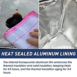 Mziart Insulated Lunch Bag for Women Men, Foldable Reusable Bento Lunch Bag Lunch Box Cooler Waterproof Lunch Tote Bag Lunch Container for Work Office Picnic or Travel (Blue White Stripes)