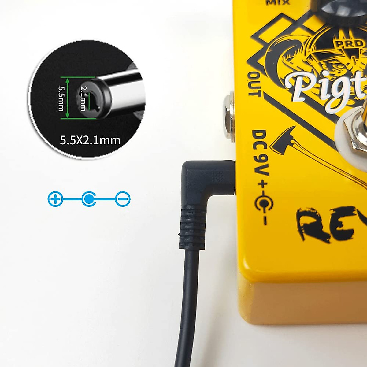 Godtone 4 Pack Guitar Effect Pedal DC Cable 5.5mm x 2.1mm Power Lead Cord, 60CM Male to Male (4 Power Cable)