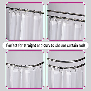 Slick- Shower Curtain Rings, 12 Pack, Shower Curtain Hooks, Shower Rings, Shower Curtain Hooks Rust Proof, Shower Rings for Curtain, Silver Shower Curtain Hooks, Shower Curtain Hangers