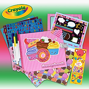 Crayola Scrapbook Activity Craft Kit, Mess Free Journal Set for Kids, Drawing Art Supplies Included Scrapbook, Pattern Sheets, Cut Outs, Gem Stickers, Sequins, Crayola Washable Markers, Tape and