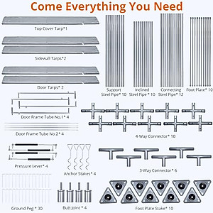 ACONEE Carport 13×25 FT Heavy Duty Car Canopy with Ventilated Windows, Removable Sidewalls & Zipper Doors, Portable Garage Boat Shelter Tent Outdoor, Waterproof All-Season Tarp for SUV, Car, Truck
