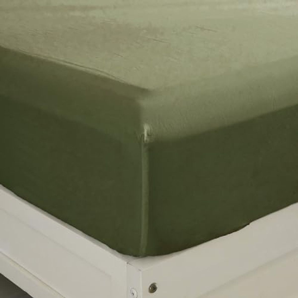 Fitted Sheets for Full Size Bed - Deep Pocket (Up to 16 Inch) - Solid Army Green, Fade & Stain Resistant, Cooling Sheet