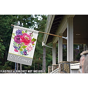 Toland Home Garden 1012531 Painted Petals Welcome Spring Flag 28x40 Inch Double Sided Spring Garden Flag for Outdoor House Flower Flag Yard Decoration