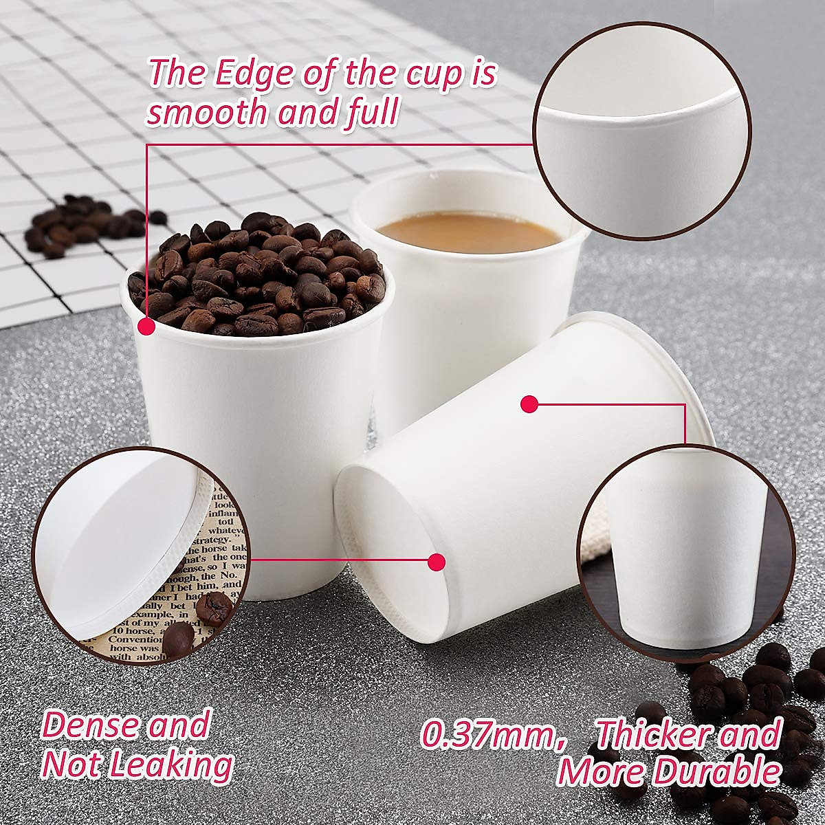 Paper Cups, 50 Pack 8 Oz Paper Cups, White Paper Coffee Cups 8 Oz Disposable White Hot Coffee Paper Cups Paper, 8 Oz Disposable Water Paper Cups Paper Water Cups, Coffee Cups Paper Cups Water Cups