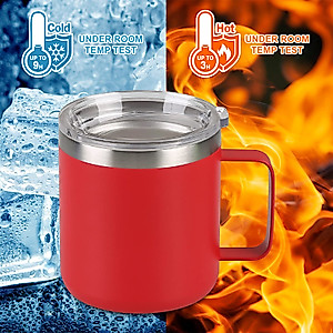 TAHOE TRAILS 12 oz Insulated Stainless Steel Coffee Mug, Vacuum Insulated Double Wall Travel Cup with Lid and Handle, Red