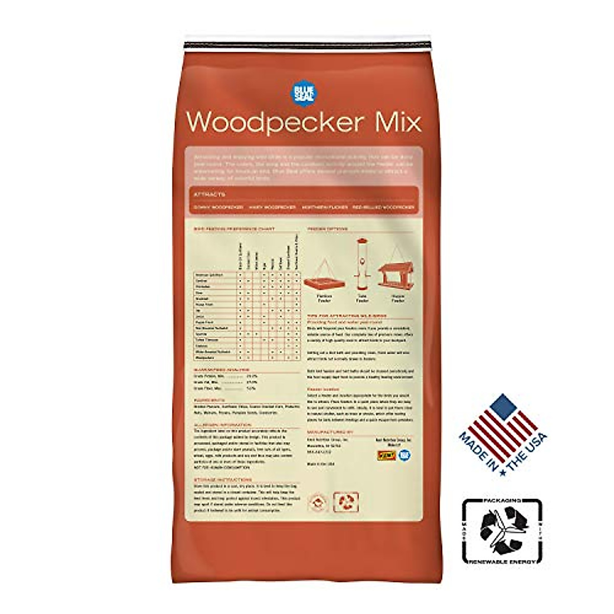 Blue Seal Woodpecker Mix Wild Bird Seed | Premium Blend of Nuts, Sunflower Seeds, and Fruit | 8 Pound Bag