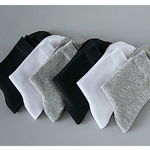 CHUNG Toddler Boys Girls 10 Pack Athletic Cotton Basic Crew Socks Autumn School Uniform Casual Sports,Plain Black,8-10Y