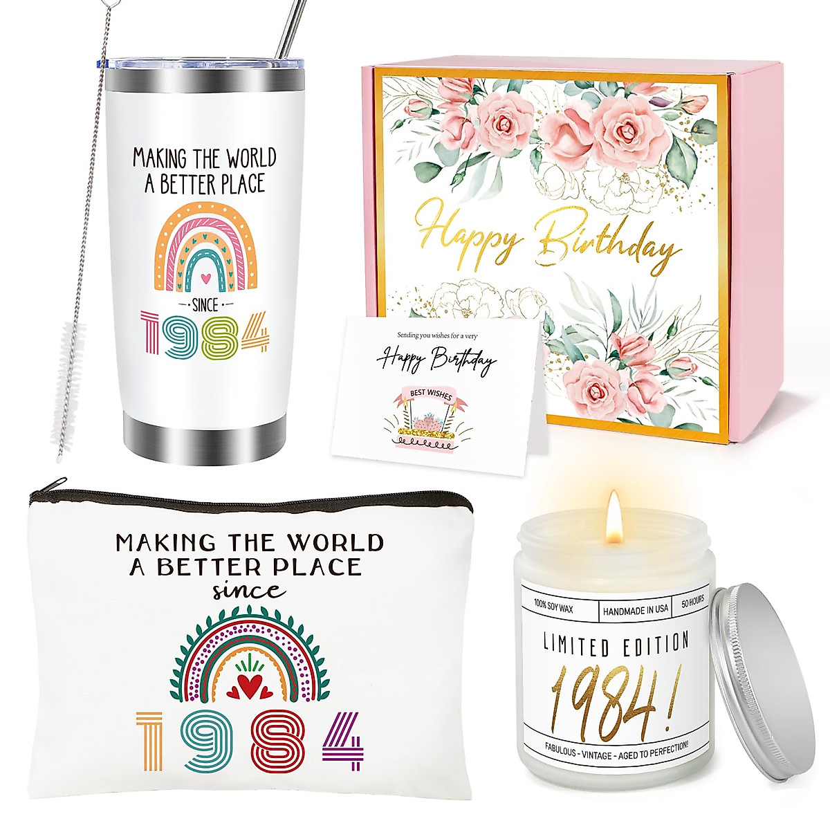 40th Birthday Gifts Women, 40th Birhtday Gifts for Her, Women 40 Gifts, 40th Gift Baskets, Unique Funny 40th Birthday Ideas, 40 Years Old Gifts for Sister Friend Mom Wife Coworker Born in 1984