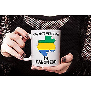 Funny Gabon Pride Coffee Mugs, I'm Not Yelling I'm Gabonese Mug, Gift Idea for Gabonese Men and Women Featuring the Country Map and Flag, Proud Patriot Souvenirs and Gifts