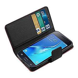 Reiko 3-in-1 Wallet Case for Samsung Galaxy J1(2016) - Retail Packaging - Red