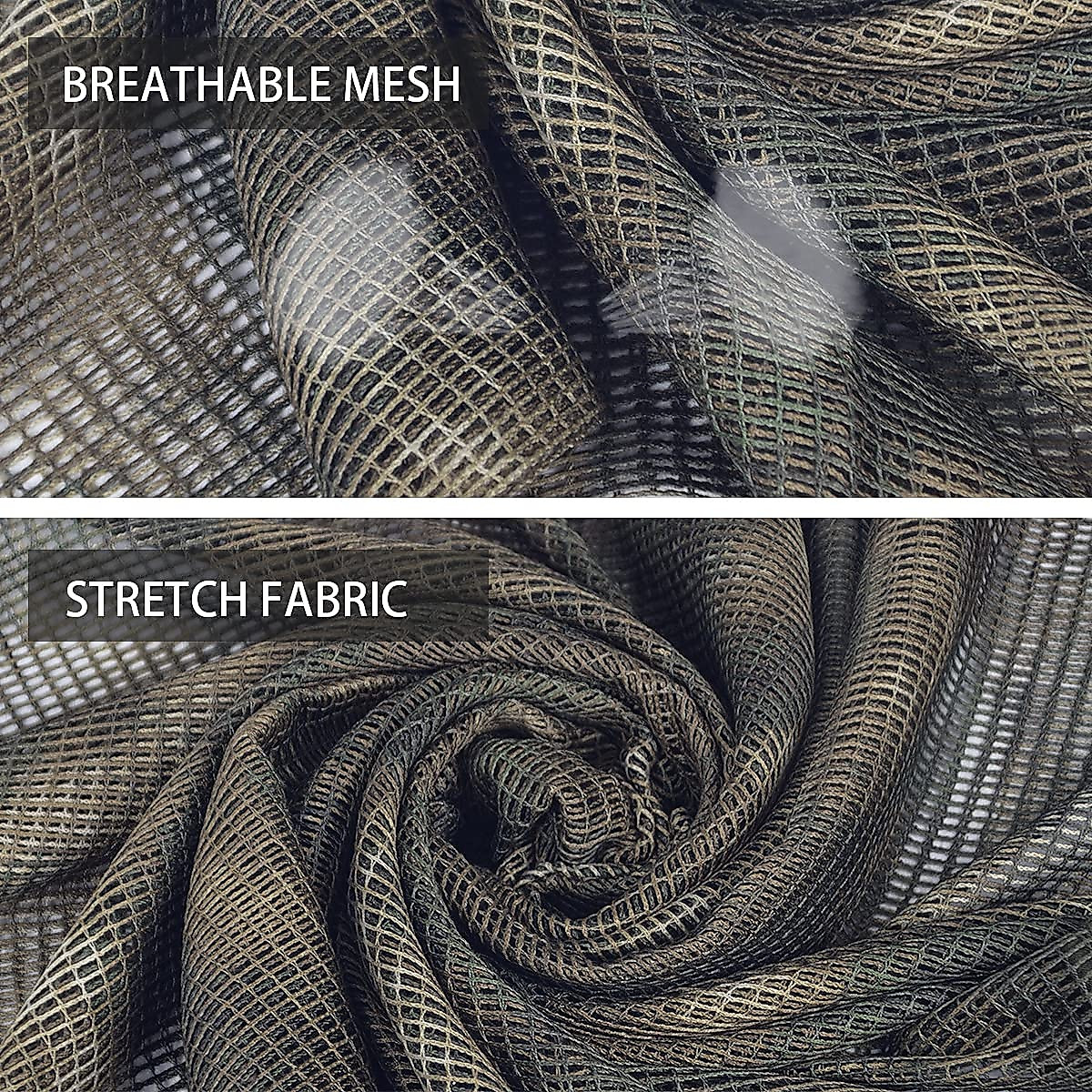 WINWAY Sniper Veil Camo Scarf Double Printing Tactical Military Camouflage Mesh Scarves for Hunting Shooting Wild Photography