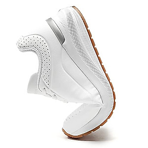 ANJOUFEMME Fashion Wedge Sneakers for Women - White Comfortable Slip on Sneakers for Women Non Slip Tennis Shoes Womens Breathable Walking Shoes