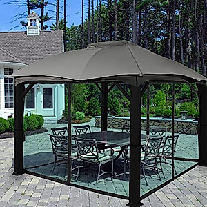 Durcover 10x12ft Universal Replacement Mosquito Netting, Gazebo Netting with Zippers for Outdoor Garden Patio Gazebo 4-Panel Screen Sidewalls, Black (Mosquito Net Only)