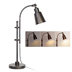 LALISU Metal Desk Lamp Rustic Task Lamp Black Adjustable, Industrial Style Lamp with On/Off Switch, Vintage Work Lamp, Reading Lamp for Bedroom, Study Room &Office, ETL Certificate. (Black)