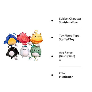 Squishmallows Kellytoy 3.5" Assorted Squad Clip On Keychain Mini Plush Doll (Set 6 Whale Sealife Squad)