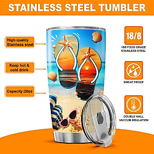 HUBUPU Beach Wearin, For Women Straws Tumblers Summer, Beach Gifts, Tumbler 20 Oz With Lid And Straw