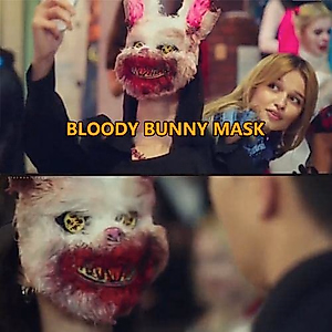 Halloween Mask Scary Bloody Plush Rabbit Masks Bloody Plush Head Masks Bunny Mask Head Bear Cosplay Costume Halloween Decor