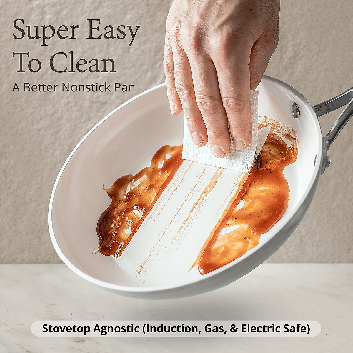 Yatoshi Nonstick Ceramic Cookware Set (7 Piece) - Non Toxic, PTFE & PFOA Free - Oven Safe & Compatible with All Stovetops (Gas, Electric & Induction)