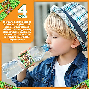 48 Pieces Pixel Waterproof Bottle Labels Miner Bottle Labels Party Decorations Potions Bottle Pixel Themed Birthday Party Supplies for Kids Boys Girls Video Game Pixel Style Birthday Party Favors