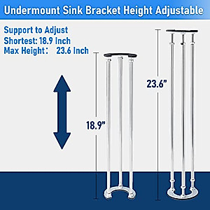 Ganggend Undermount Sink Brackets, Stainless Steel Kitchen Sink Height Adjustable Legs(18.9"-23.6"), Sink Repair Kit Easy Installation, Kitchen Sinks Undermount for Kitchen, Bathroom